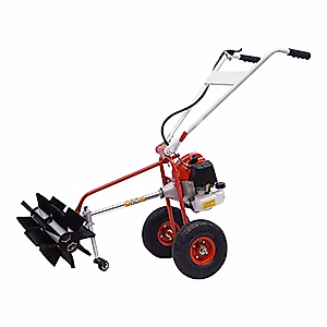 Gas Power Hand Held Walk Behind Sweeper,1.7HP 43CC 2 Stroke Park Garden Cleanning Sweeper Machine Set for Sidewalk Grass Snow Cleaning Lawn