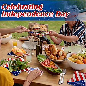 Sunnyray Patriotic Christmas Paper Plates 9 Inch Dessert Star Shape Plates Disposable American Flag 4th of July Tableware USA Star Serving Trays for Cookies Barbecue Picnic (Pentagram,100 Pcs)