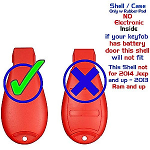 1 New Red Keyless Entry 5 Buttons Remote Start Car Key Fob Fobik Shell / CASE IYZC01C M3N5WY783X for Commander and Grand Cherokee - (No Electronics or Chip Inside)