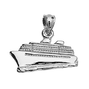JewelryDepotUSA Polished Cruise Ship 925 Sterling Silver Pendant (23mm x 19mm) Weight: 2.4 Grams