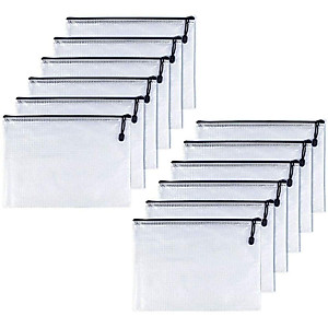Oaimyy-B8,12 Pcs,Plastic Small Zipper Pouch Document Folders Bag & Zip File Folders for School Office Supplies, Travel,Puzzles Games Organizing Storage