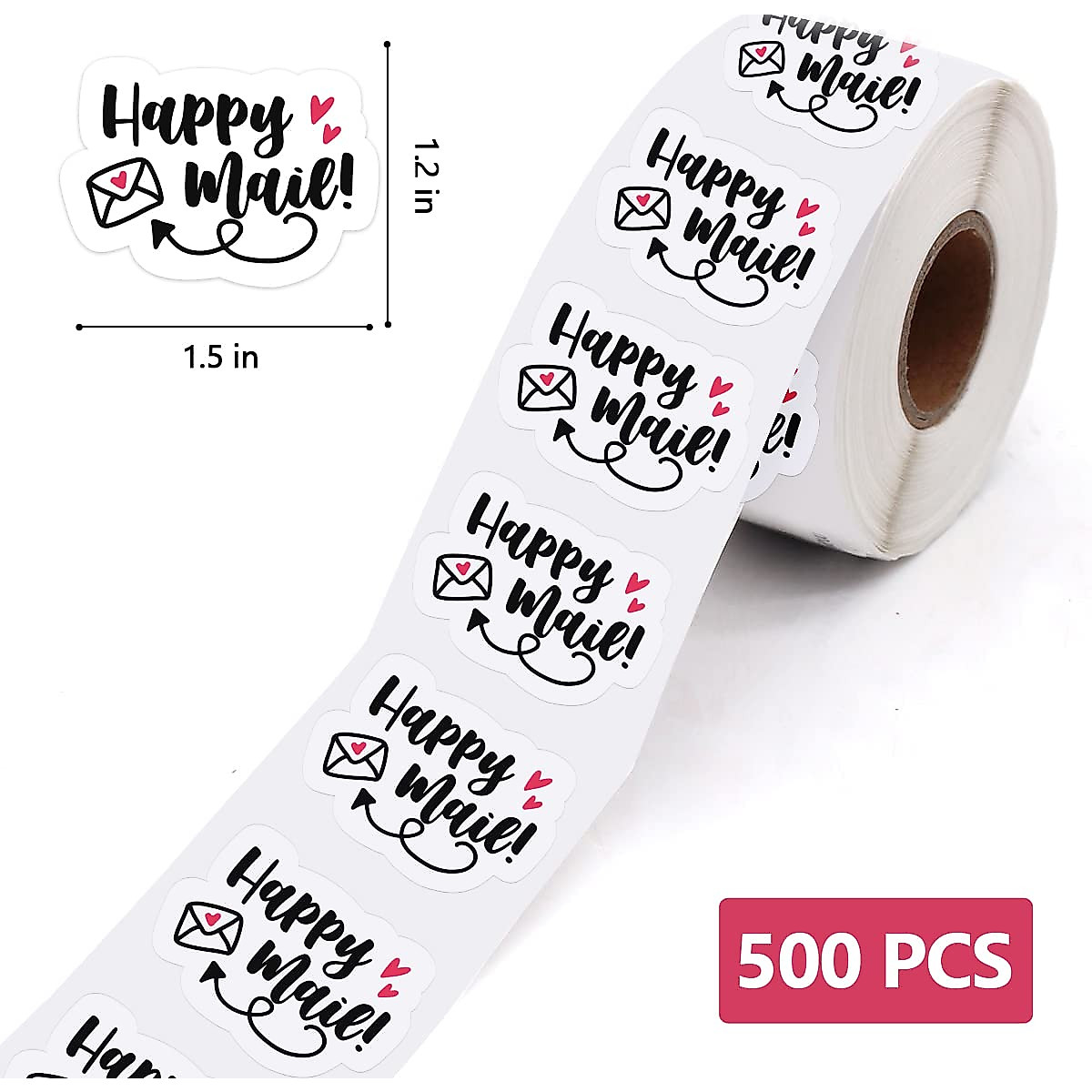 WHING Cute Happy Mail 1.5 Inch Thank You Stickers Labels, Small Business Online Shop Packaging Idea Sticker, 500pcs