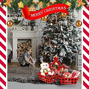 Tenceur 24 Pcs Christmas Baskets for Gifts 10 x 8 Inch Empty Basket with Handle Christmas Baskets for Gifts Wine Gift Basket Empty Red Sturdy DIY Bulk Gift Basket Kraft Market Tray Basket with Handles