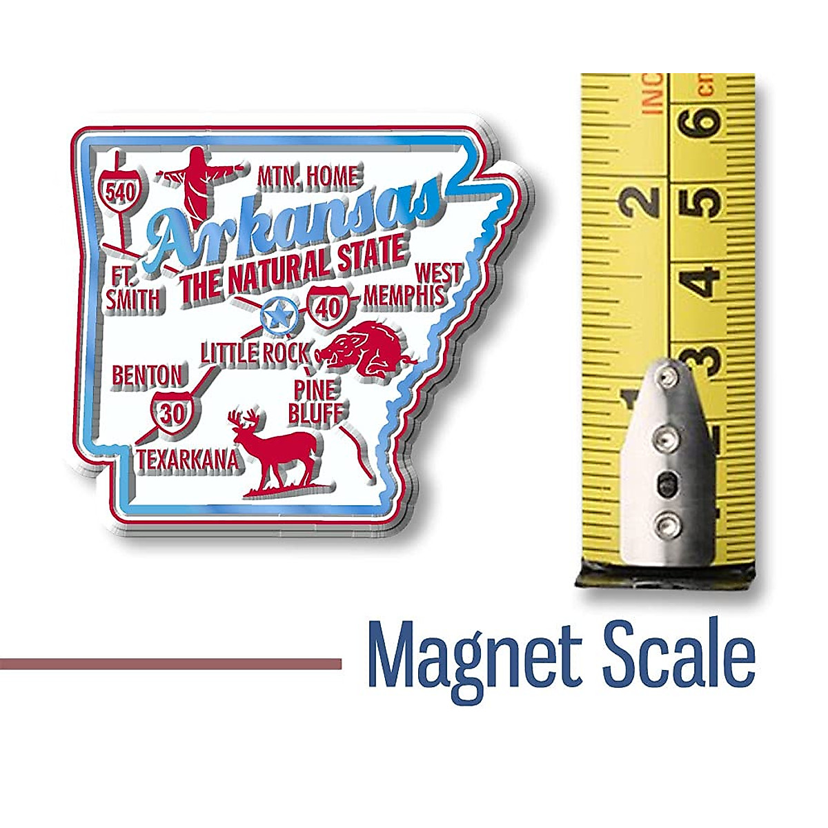 Arkansas Premium State Magnet by Classic Magnets, 2.3" x 2.1", Collectible Souvenirs Made in The USA
