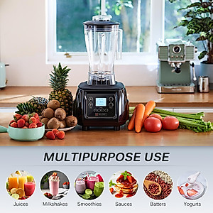 WILPREP Commercial Blender with 3 1/2 HP Motor, Touchpad, Timer, Adjustable Speed, and 64 fl oz BPA Free Tritan Jar, for Smoothies, Shakes & Frozen Drinks, Black, ETL+NSF Certificated