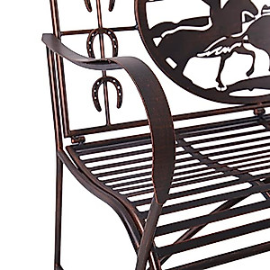 Evergreen Distressed Bronze Wild Horses Garden Bench