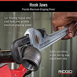RIDGID 31095 Model 814 Aluminum Straight 14" Plumbing Pipe Wrench, Silver, Made in the USA
