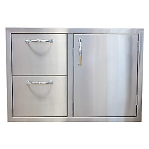 Lion Premium Grills 32-Inch Propane Grill L75000 w/ 4 Ceramic Tubes w/ Flame Tray and Made in USA Door/Drawer Como Unit and 5 in 1 BBQ Tool Set Best of Backyard Gourmet Package Deal