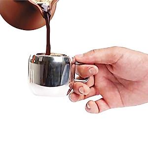 WhopperIndia Coffee Cup Espresso Cup Mug Set of 6 Double Wall Stainless Steel Tea Cups, Reusable & Dishwasher Safe