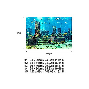 Undersea City Ruins Aquarium Poster, PVC Coral Aquarium Background Underwater Poster Fish Tank Wall Decorations Sticker(61 * 30cm)