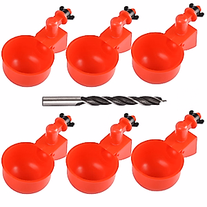 Chicken Water Cups, 6pcs Automatic Chicken Water Feeder, Poultry Waterer Kit Suitable for Chicks, Duck, Goose, Turkey and Bunny, 6-Pack