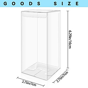 Oomcu 32 PCS Clear Plastic Gift Favor Boxes,2.75" x 2.75" x 6.25",Transparent Rectangle Cube Candy Chocolate Cookies Treat PET Box for Christmas,Wedding,Party,Baby Shower,Bridal Shower,Gift Wrapping
