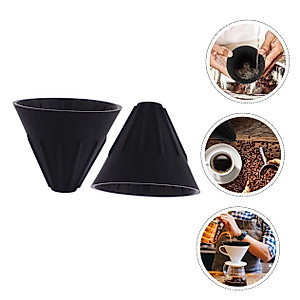 Homoyoyo 2 Pcs Coffee Funnel Durable Coffee Cafeteras Expresso Home Coffee Filter Coffee Filter Cup Silicon Tea Coffee Filter Reusable Coffee Filter Espresso Black