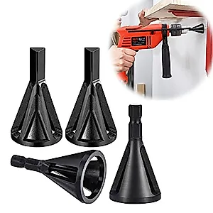 Odowalker 4 Pcs HSS Deburring External Chamfer Tool,CR12MOV Steel Hex &Triangle Shank Burr Remover for Drill Bit Fits for Bolts 4mm-19mm