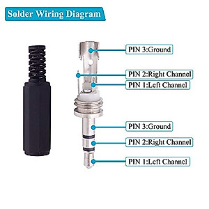 Fancasee 4 Pack 3.5mm Replacement Repair Plug Jack TRS 3 Pole Stereo Male Plug 1/8&quot; 3.5mm Solder Type DIY Audio Cable Connector for Headphone Headset Earphone Cable Repair