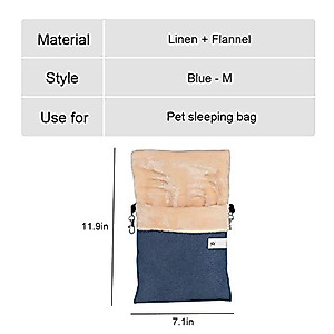 La La Pet® Small Pet Hanging Bed Sleep Pouch with Heated Warm Compartment Pet Hammocks Bed for Hamster Rat Sugar Glider Squirrel Ferret Warm Nest Bed Hideout Cave Pet Cage Accessories (Blue, M)