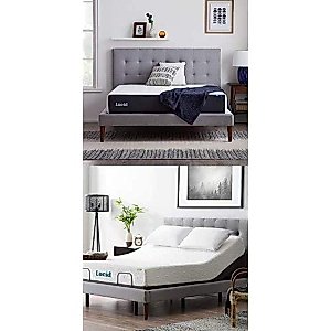 LUCID 10 Inch Firm Gel Memory Foam Mattress and LUCID L300 Adjustable Base (Full)