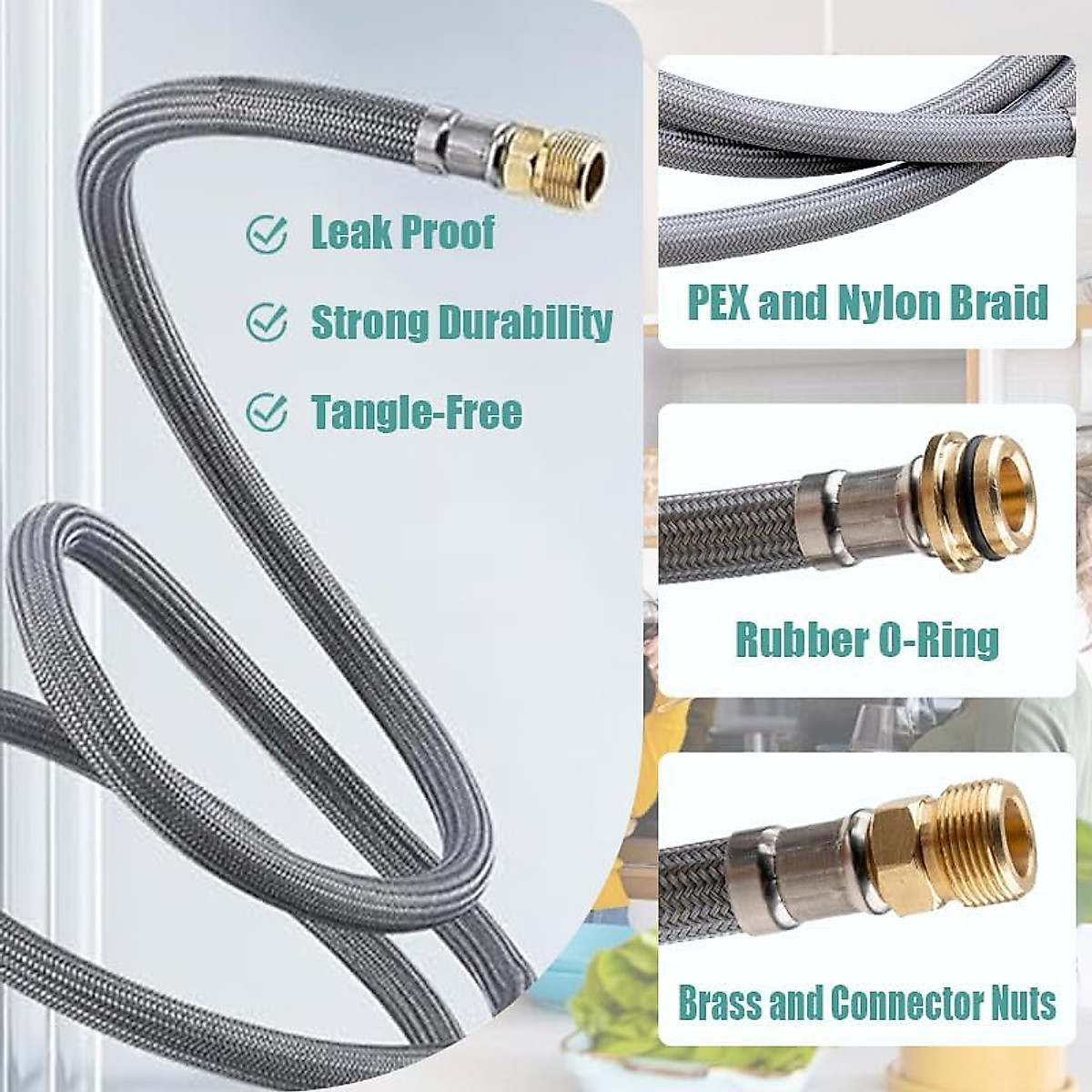 Kitchen Faucet Hose Replacement Parts for Grohe 48293000 Flexible Faucet Hose, Pull-Out Faucet Hose Replacement, Flexible Hose for Pull Out Kitchen Sprayer