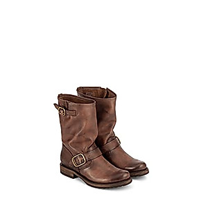 Frye Veronica Short Boots for Women Made from Full-Grain Leather with Antique Metal Hardware, Goodyear Welt Construction, and Rubber Lug Soles – 6 ¾” Shaft Height, Stone - 9 M