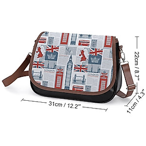 FunnyStar Theme of Uk And London British Flag Women's PU Leather Purses Soft Crossbody Bag Shoulder Handbags
