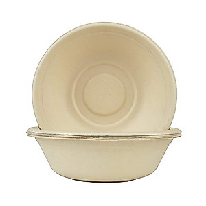 Earth's Natural Alternative 100% Compostable Paper Bowls [32oz 50 Pack] Soup Bowls, Pasta, Cereal, Salad, Ice Cream, Disposable Bamboo Large Bowls, Biodegradable, Unbleached