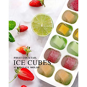 ICEXXP Ice Cube Trays for Freezer, 4 Pack Easy Release & Flexible Silicone Ice Cube Trays with Lids, BPA Free & Odor Free for Cocktail, Coffee, Stackable Plastic Ice Trays for Freezer with Covers