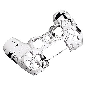 eXtremeRate White Splashing Spray Patterned Custom Faceplate Cover, Replacement Front Housing Shell Case Compatible with ps4 Slim Pro Controller JDM-040/050/055 - Controller NOT Included