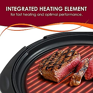 Smokeless Indoor Electric BBQ Grill with Glass Lid, Dishwasher Safe, PFOA-Free Nonstick, Adjustable Temperature, Fast Heat Up, Low-Fat Meals Easy to Clean Design