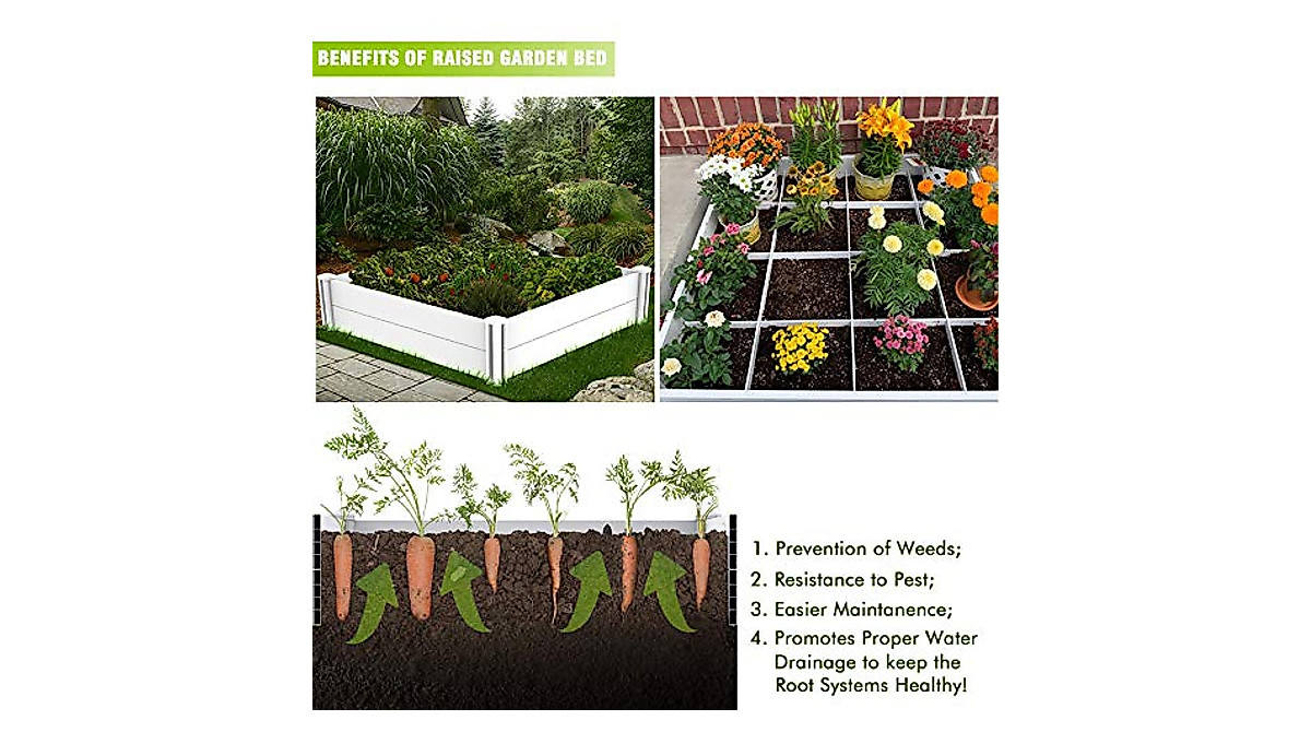 Kdgarden 4x4 Raised Garden Bed Kit - Durable Vinyl Planter Box