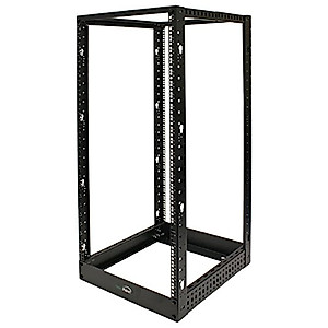 NavePoint 25U Professional 4-Post IT Open Frame Server Network Relay Rack 4.5 Feet Tall Black