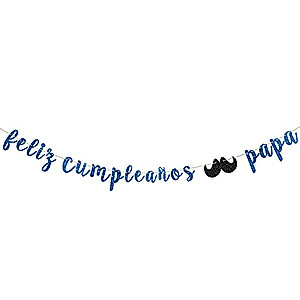 Dill-Dall Feliz Cumpleaños Papa Banner, Fiesta Theme Party Decorations, Dad Birthday Party Banner, Happy Birthday Banner for Men (Blue)