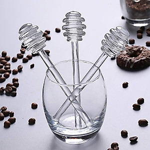 2Pcs Transparent 6" Glass Honey Dipper Sticks Stirring Sticks Server Honey Spoon Dipper Stirrer Honey Wand for Honey Pot Jar Containers Honey Dispense Drizzle, Clear Asparagus Servers Flatware，Servers