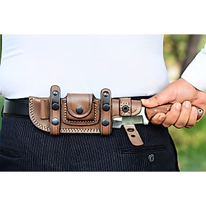 Ottoza Tracker Knife, D2 Steel Fixed Blade Hunting Knife with Wood Handle & Sheath, Full Tang Survival Knife for Men - No:116