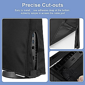 T Tersely Dust Cover for PS5 Console Anti-Scratch Waterproof Dust Sleeve Guard Cover Skin Ultra Soft Protective Case With Cable Port For SONY PlayStation 5 Digital Edition & Regular Edition (Black)