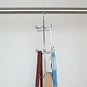 Evelots Purse Handbag Closet Organizer-Hanging-Chrome Finish-24 Hook Total-Set/4