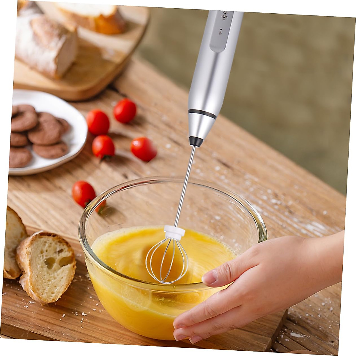 SHOWERORO Rechargeable Maker Whisk Stirrer Handheld Blender 3-speed Beater Silver