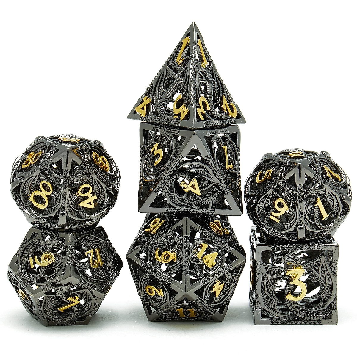 DND Dice Set Metal Dice Dungeons and Dragons Dice Gift Polyhedral Dice Set D&D Role Playing Dice D20 Hollow Polyhedral Dice Set for Dungeons and Dragons RPG MTG Table Games