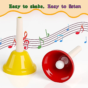 GuangTao King Hand Bells Set 8 Note Musical Bells with Colorful Songbook for Toddlers Children Kids Adults School Church Classroom Wedding