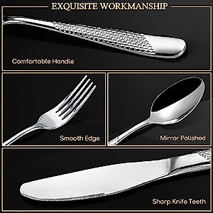 24-Piece Silverware Set Stainless Steel Cutlery Flatware Set with Premium Gift Box Service for 6, Modern & Classic Design Utensil Sets Includes Spoons, Forks & Knives, Dishwasher Safe