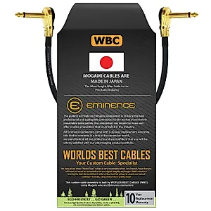 WORLDS BEST CABLES 5 Inch - Pedal, Effects, Patch, Instrument Cable Custom Made Made Using Mogami 2524 Wire and Eminence Gold Plated ¼ inch (6.35mm) R/A Pancake Type Connectors