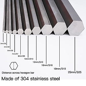 Feelers 304 Stainless Steel Hex Rod Bar S5 Opposite Side 3/16" Hexagonal Rod, 300mm Length, 1PCS