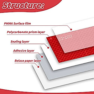 DOT-C2 Reflective Tape 2 in X 600 FT, Dot Safety Warning Tapes Bulk, Red White Waterproof Self Adhesive Trailer Tape Outdoor Caution Reflector Conspuicy Tape for Vehicles Boat Sign 6 Roll(2'' X 100FT)