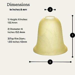 LIGHTACCENTS Alabaster Glass Pendant Light Shade - Farmhouse Style Chandelier Shades, 6"x6", Socket Nut Compatible - Upgrade Pendants, Wall Vanities, Lamps - Pendant Lamp Shade Replacement