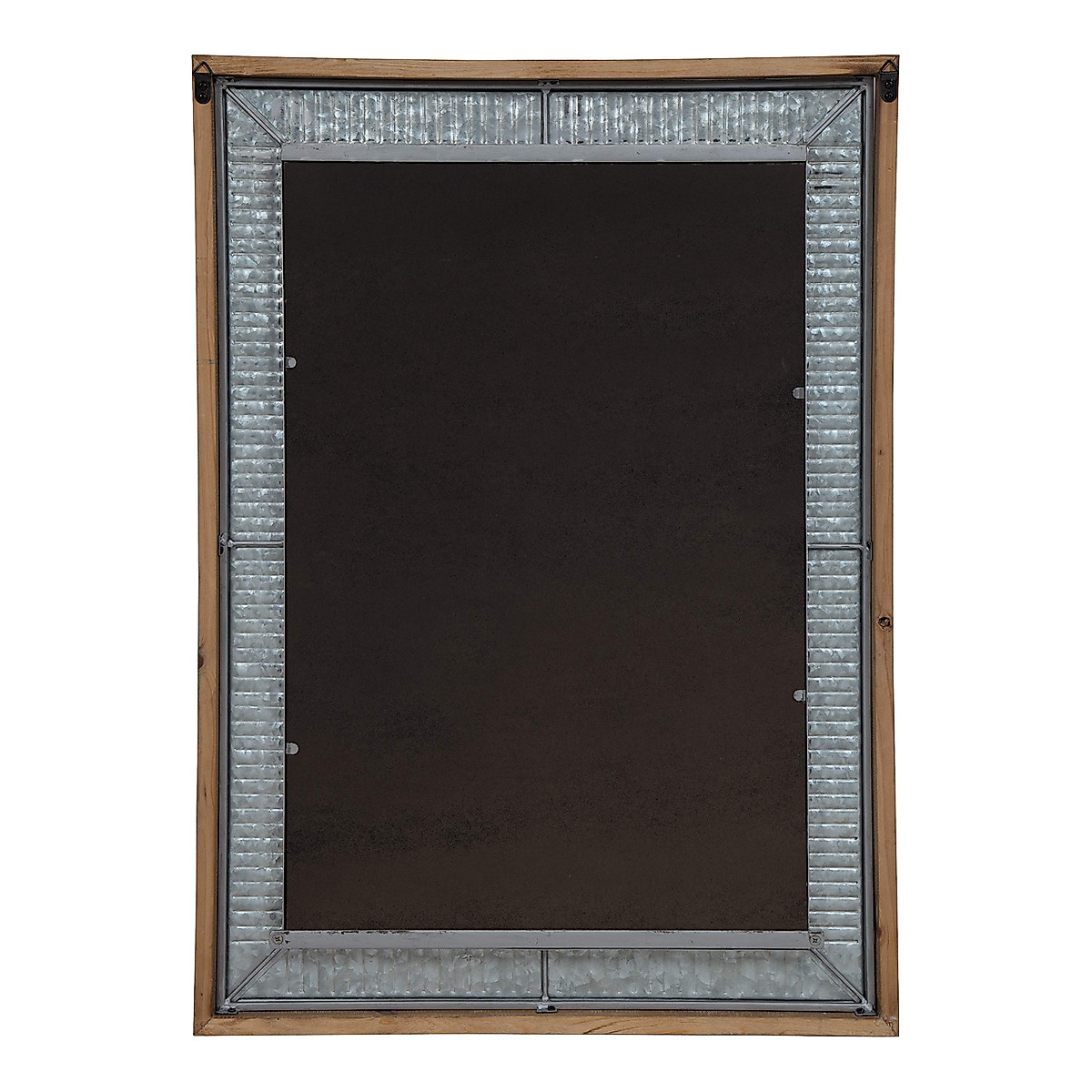 Kate and Laurel Deely Farmhouse Wall Mirror, 20 x 30, Rustic Brown and Silver, Rustic Wall Decor with Galvanized Metal Frame