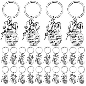 Henoyso Cheerleader Charm Keychain Cheerleading Gifts Cheer Stuff Cheer Team Gifts Cheer Jewelry for Girls Women (24 Pcs)