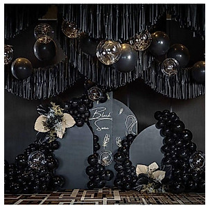 HOUSE OF PARTY Black Balloon Garland Kit - 5/12/18 Inch | Black Latex Balloons Different Sizes Pack for Halloween Birthday Party Decorations