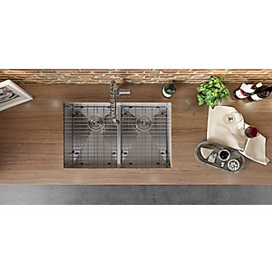 Ruvati 30-inch Low-Divide Undermount Tight Radius 50/50 Double Bowl 16 Gauge Stainless Steel Kitchen Sink - RVH7355