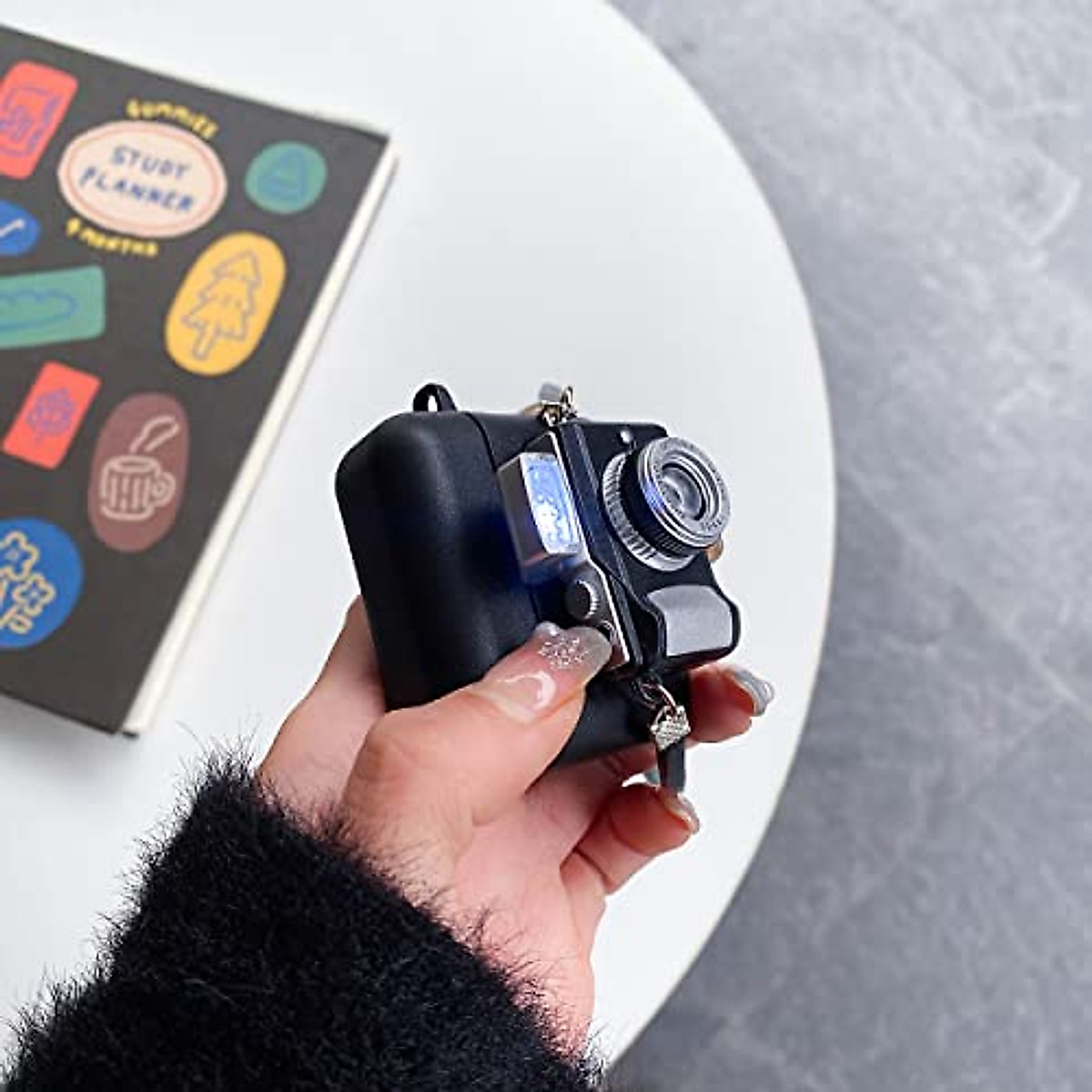 Yatchen Camera AirPods Case Cover,Apply to AirPods Pro Case with Wristband 3D Cartoon Cool Fun AirPods Pro Case Soft Silicone Skin Shock-Absorbing Protective Cover for Women Girls