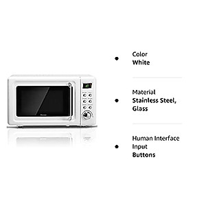 ARLIME Retro Microwave Oven, 0.7Cu.ft, 700-Watt with 5 Micro Power Defrost & Auto Cooking Function, Stainless Steel, LED Display, Easy Clean Interior, Small Countertop Microwave ​(White)