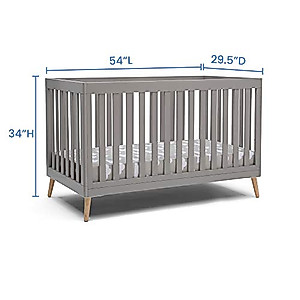 Delta Children Essex 4-in-1 Convertible Baby Crib, Grey with Natural Legs